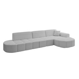 ECKSOFA Ottomane Rechts LIVO-L2 - 337x173x79,5 cm Hellgrau