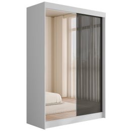 KLEIDERSCHRANK VESLI - 120 cm - Wei&szlig;|Grau