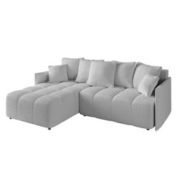 ECKSOFA Ottomane links LONLI-L 251x189x68 Hellgrau Boucl&eacute;