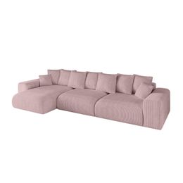 ECKSOFA Ottomane links ESKAR-L2 364x176x72 Rosa Cord