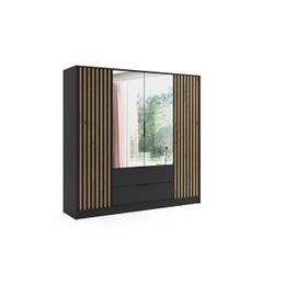 KLEIDERSCHRANK NERA - 200 cm - Schwarz|Eiche Artisan