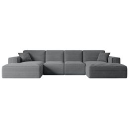 WOHNLANDSCHAFT SIERRA-U - 349x169x80 cm Dunkelgrau Cord