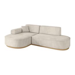 ECKSOFA Ottomane Links MARI-L1-v2 - 243x171x83 cm Ecru Velours