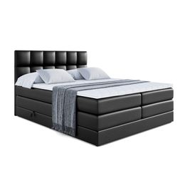 BOXSPRINGBETT RICAR KING - 200x200 - H3/H4 - Schwarz Hochglanz