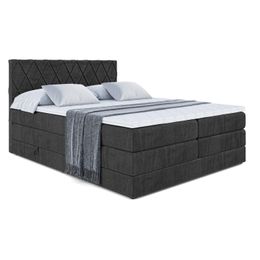 BOXSPRINGBETT LEPARO KING - 200 x 200 - H3/H4 - Schwarz