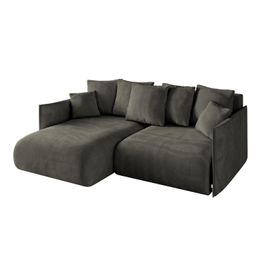 ECKSOFA Ottomane links ONESK-L 216x177x72 Schwarz Velours