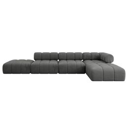 ECKSOFA modulares Sofa Kerru-L2 - 380x190x70 cm Dunkelgrau Velours