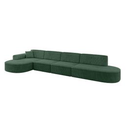 ECKSOFA Ottomane Links MARI-L3 - 413x171x79 cm Gr&uuml;n Cord
