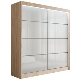 KLEIDERSCHRANK PEKA III mit LED - 200 cm - Sonoma Eiche|Wei&szlig;