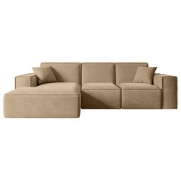 ECKSOFA Ottomane Links SERRA-L - 266x169x80 cm Beige Velours