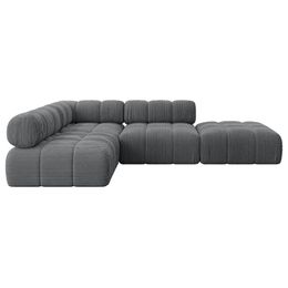 ECKSOFA modulares Sofa Favio-L1 - 285x190x70 cm Dunkelgrau Cord