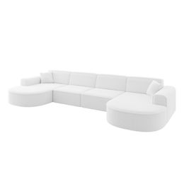 WOHNLANDSCHAFT MARI-U2 - 388x171x79 cm Wei&szlig; Boucl&eacute;