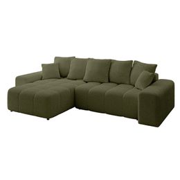 ECKSOFA Ottomane links ENIL-L 297x189x68 Gr&uuml;n Boucl&eacute;