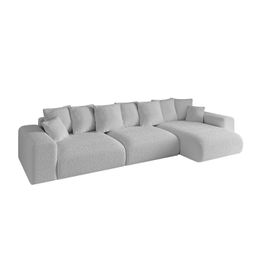 ECKSOFA Ottomane rechts ESKAR-L2 364x176x72 Hellgrau Boucl&eacute;
