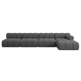 ECKSOFA modulares Sofa Razon-L3 - 380x160x70 cm Grau Boucl&eacute;