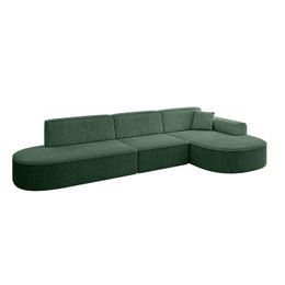 ECKSOFA Ottomane Rechts MARI-L2 - 328x171x79 cm Gr&uuml;n Cord