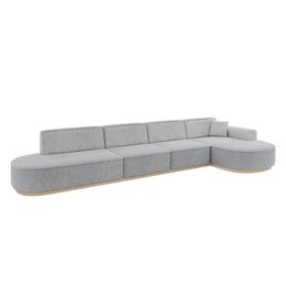 ECKSOFA Ottomane Rechts MARI-L3-v1 - 413x171x83 cm Grau Cord
