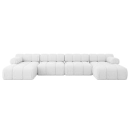 WOHNLANDSCHAFT modulares Sofa Tesso-U2 - 380x160x70 cm Wei&szlig; Boucl&eacute;