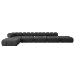 ECKSOFA modulares Sofa Kerru-L3 - 475x190x70 cm Schwarz Velours