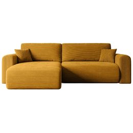 ECKSOFA mit Schlaffunktion und Bettkasten ORRO-L - 272x145x83 cm Senfgelb Cord