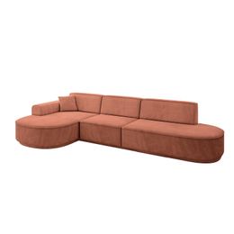 ECKSOFA Ottomane Links MARI-L2-v3 - 328x171x83 cm Koralle Velours