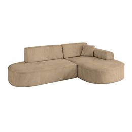 ECKSOFA Ottomane Rechts MARI-L1 - 243x171x79 cm Taupe Velours