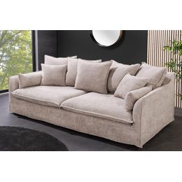 Riess Ambiente Gro&szlig;es 3-Sitzer Sofa HEAVEN 200cm champagner beige Boucl&eacute; Federkern Hussensofa Riess-Ambiente Wohnzimmer Landhaus Modern Skandinavisch