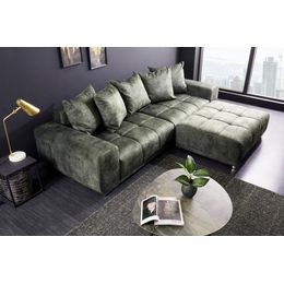 Riess Ambiente Big Sofa ELEGANCIA 285cm moosgr&uuml;n Microfaser XXL Couch inkl. Kissen Federkern Riess-Ambiente Wohnzimmer Modern