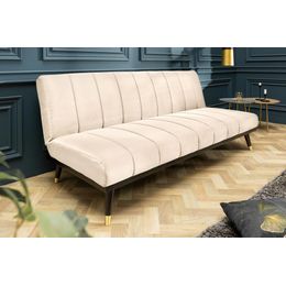 Riess Ambiente Design Schlafsofa PETIT BEAUT&Eacute; 180cm champagner beige Samt 3-Sitzer Riess-Ambiente Wohnzimmer Glamour Modern Retro