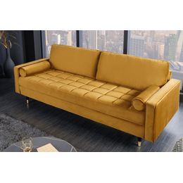 Riess Ambiente Design 3-Sitzer Sofa COZY VELVET 220cm senfgelb Samt Federkern Riess-Ambiente Wohnzimmer Barock Glamour