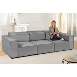 Riess Ambiente Design 3-Sitzer Sofa BOSSA NOVA 260cm grau Chenille XXL-Couch Riess-Ambiente Wohnzimmer Industrie & Loft Landhaus Modern Skandinavisch