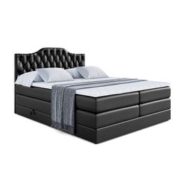 BOXSPRINGBETT VILA-1 KING - 160x200 - H3/H4 - Schwarz Hochglanz