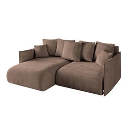 ECKSOFA Ottomane links ONESK-L 216x177x72 Braun Velours