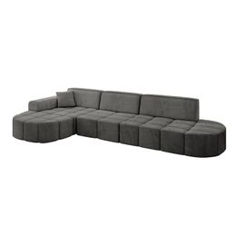ECKSOFA Ottomane Links LIVO-L2 - 337x173x79,5 cm Dunkelgrau