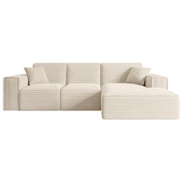 ECKSOFA Ottomane Rechts SERRA-L - 266x169x80 cm Beige Cord
