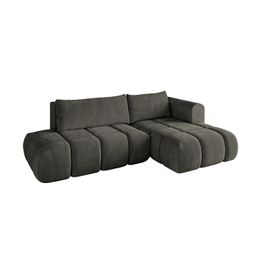 ECKSOFA Ottomane Rechts CLOUD-L 280x185x90 Schwarz Velours
