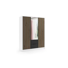 KLEIDERSCHRANK NERA - 150 cm - Wei&szlig;|Schwarz|Eiche Artisan