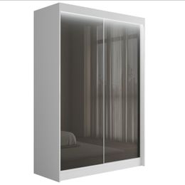 KLEIDERSCHRANK PEKA mit LED - 120 cm - Wei&szlig;|Grau