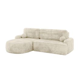ECKSOFA mit Schlaffunktion und Bettkasten LIRA-L - 264x172x89 Creme