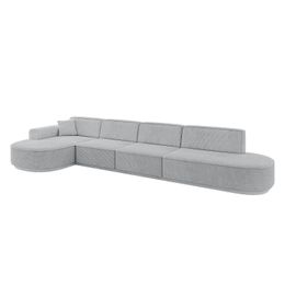 ECKSOFA Ottomane Links MARI-L3-v3 - 413x171x83 cm Grau Cord