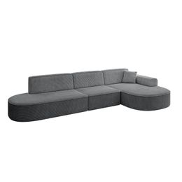 ECKSOFA Ottomane Rechts MARI-L2 - 328x171x79 cm Dunkelgrau Cord
