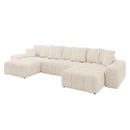 WOHNLANDSCHAFT ENIL-U 401x189x68 Beige Cord