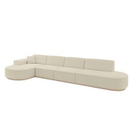 ECKSOFA Ottomane Links MARI-L3-v1 - 413x171x83 cm Beige Boucl&eacute;