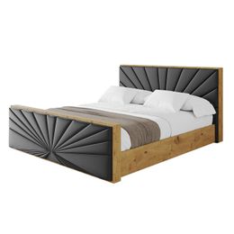 POLSTERBETT mit Bettkasten, Fu&szlig;teil und Lattenrost, Boxbett mit Matratze H3/H4 - ENZO6-Z 120x200 Schwarz Kunstleder