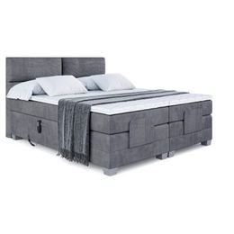 BOXSPRINGBETT elektrisch verstellbar mit 2 Matratzen H4/Taschenfederung MAYA EL 180 x 200 Dunkelgrau