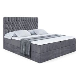 BOXBETT mit Matratze H3 und Lattenrost - SERENE - 140x200 Dunkelgrau