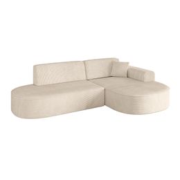 ECKSOFA Ottomane Rechts MARI-L1 - 243x171x79 cm Beige Cord