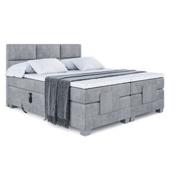 BOXSPRINGBETT elektrisch verstellbar mit 2 Matratzen H4/Taschenfederung PROT EL 180 x 200 Hellgrau