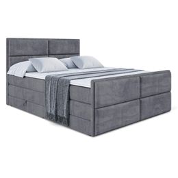 BOXSPRINGBETT AURA-Z KING - 140 x 200 - H3/H4 - Dunkelgrau