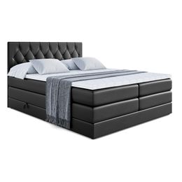 BOXSPRINGBETT VELANTO-BZ KING - 120 x 200 - H3/H4 - Schwarz Hochglanz